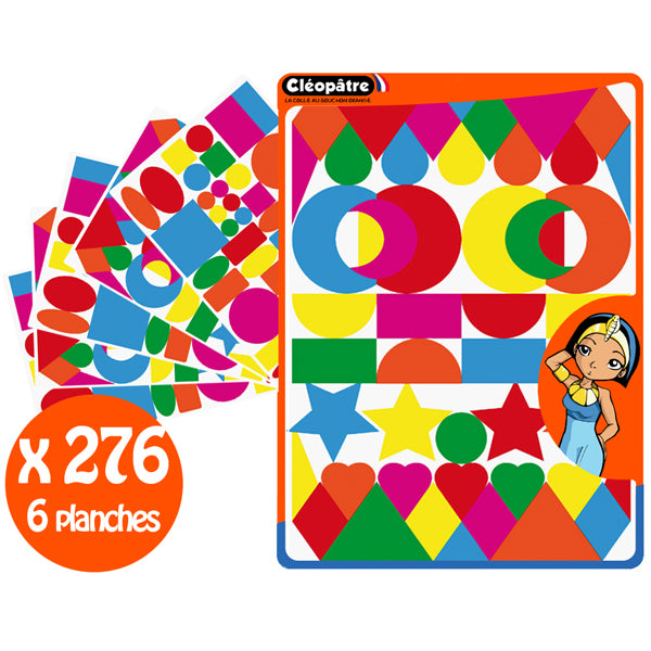276 Gommettes multiformes colorées - 6 couleurs